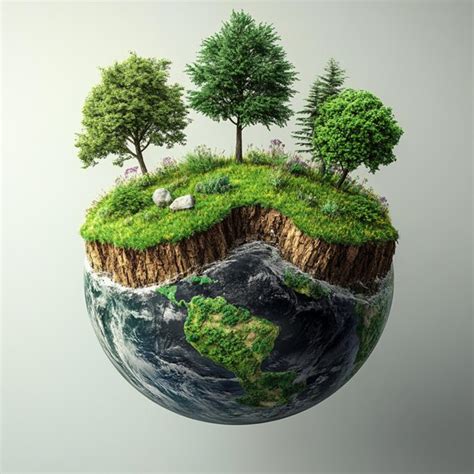 A Globe Featuring Trees And An Ecosystem Above It Highlighting Sustainability Premium Ai