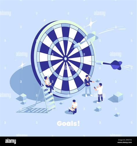 Productivity Improvement Boosting Isometric Composition With Text And Image Of Big Target With