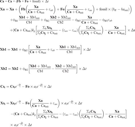 Evolution Equations For The Double Deconvolution Of Co 2 And D 13 C A Download Table