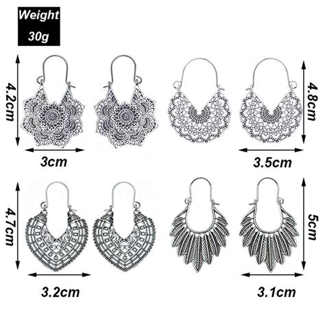 Badu Bg Винтидж етнически праскова сърце цвете листа висящи обеци за жени златен цвят кухи