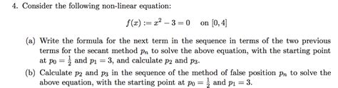 Solved Consider The Following Non Linear Equation Chegg