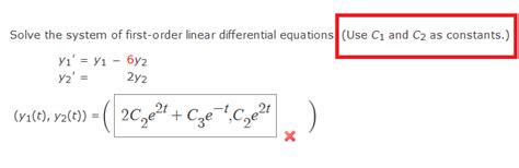 Solved Solve The System Of First Order Linear Differential