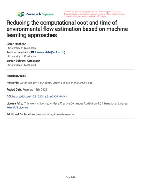 pdf reducing the computational cost and time of environmental flow