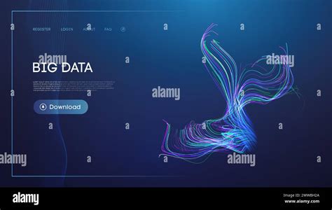 Blue Web Design With Abstract Colorful Data Stream Visualization Stock Vector Image And Art Alamy