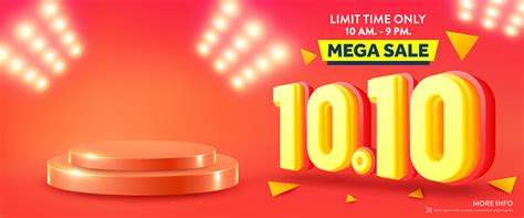 1010 쇼핑데이 포스터 또는 배너와 제품 포디움 장면 및 스포트라이트 배경10 소셜 미디어 및 웹사이트용 판매 배너 템플릿