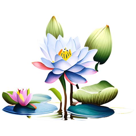 Waterlily And Lily Pad Leaves · Creative Fabrica