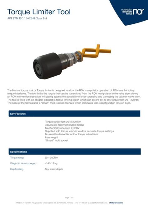 Nor Ds Torque Limiter Tool Class 1 4 190123docx Norwegian Offshore