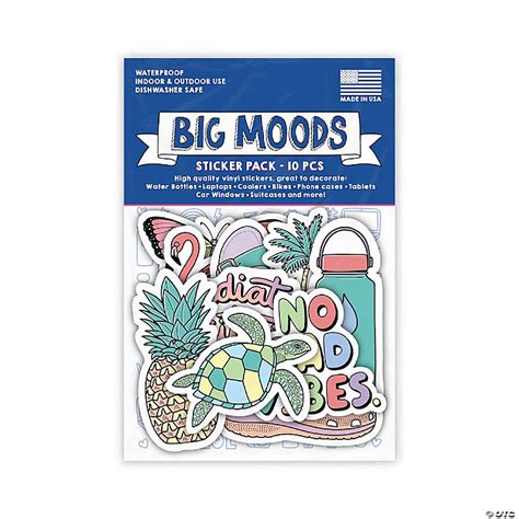 Big Moods Aesthetic Sticker Pack 10pc Oriental Trading