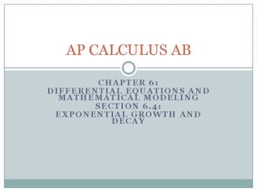 Differential Equations And Mathematical Modeling Presentation Free To View