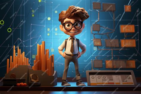Premium Photo 3d Cartoon Statistician Character Generative Ai