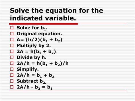 1 4 Rewriting Equations And Formulas Ppt Physics Science