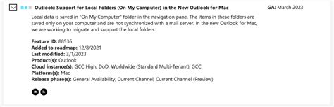 Local Outlook Folders Gone After 365 Update On Macbook Running Catalina