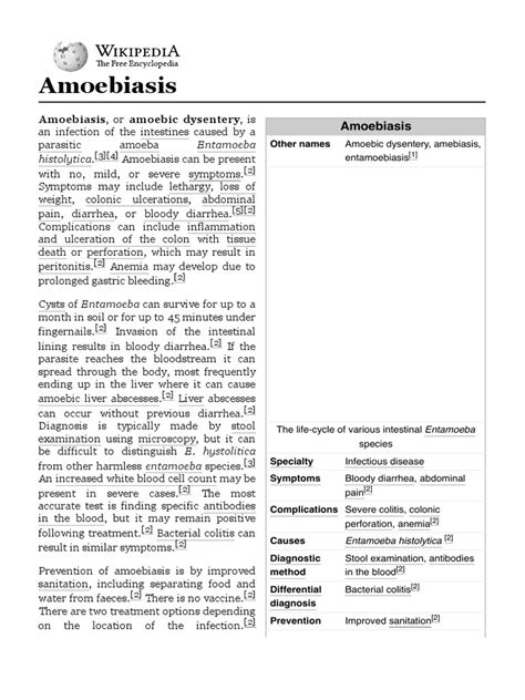 Amoebiasis Wikipedia Pdf Gastroenterology Medical Specialties