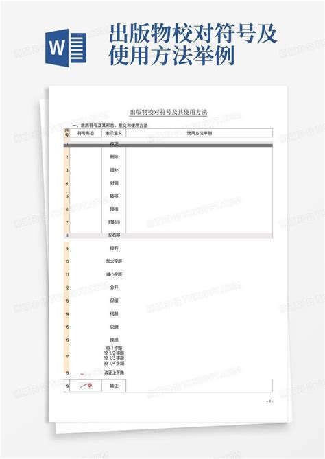 出版物校对符号及使用方法举例word模板下载 编号lpmgwkoy 熊猫办公