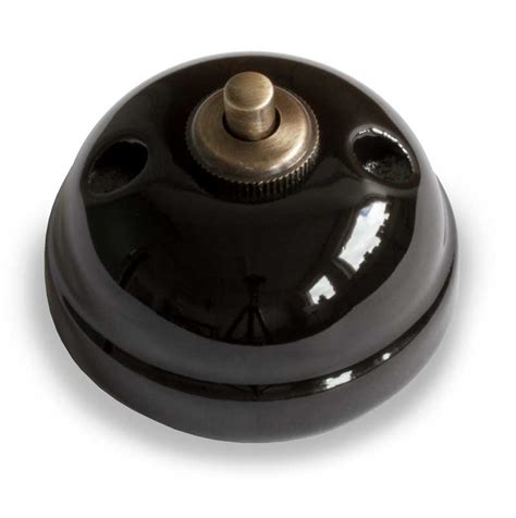 Push Button Dimmer In Black Porcelain Retro Style Sekelskifte