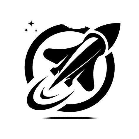 Monochrome Rocketship Symbol Blasting Through Orbit Evoking Space Exploration Technological