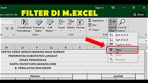 Tutorial Ms Excel Cara Filtering Data Youtube