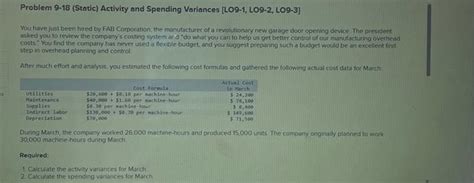 solved problem 9 18 stotic activity and spending variances