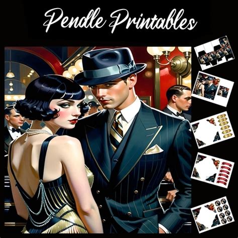 art deco mobster and his moll 7x7 card kit matching box t bauble tag