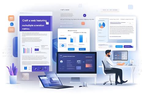 Web Developer Working With Multiple Metrics On Laptop And Desktop Premium Ai Generated Image