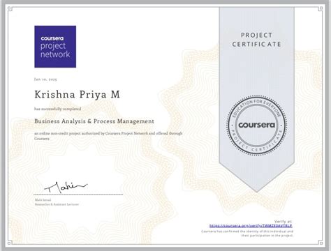 Krishna Priya M On Linkedin Coursera Businessanalysis