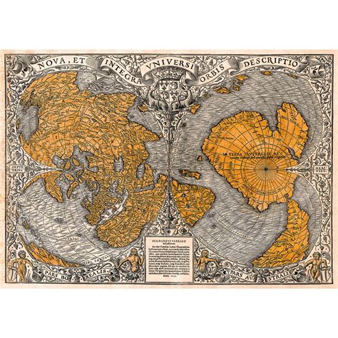 Oronteus Finaeus Map Of 1531 World Map Lustre Canvas Print 94 X
