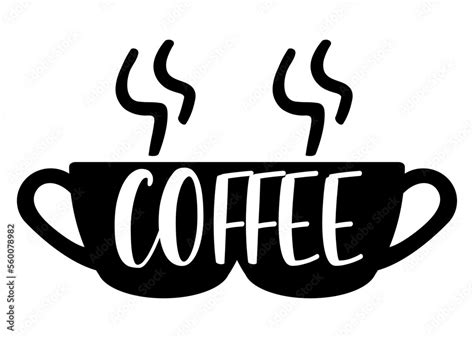 Logo Aislado Con Palabra COFFEE En Texto Manuscrito En Silueta De Dos
