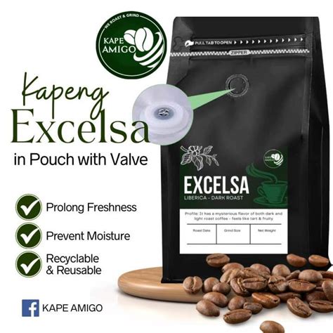 Kape Excelsa In Coffee Pouch With Valve Dark Liberica Coffee Freshly