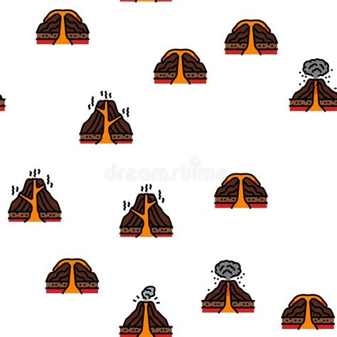 Volcano Lava Eruption Nature Vector Seamless Pattern Stock Vector