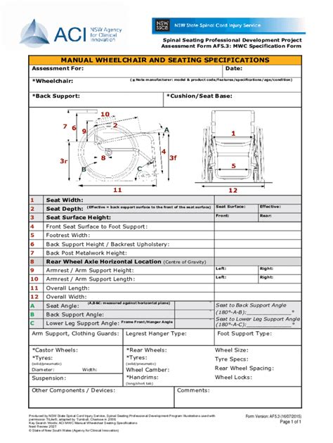 Fillable Online Spinal Seating Professional Development Project
