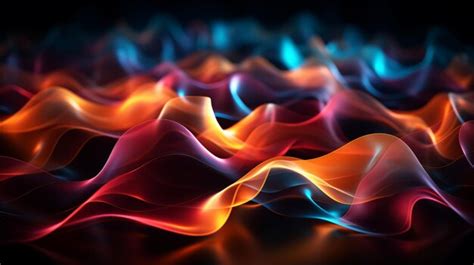 Premium Ai Image Multi Colored Sine Waves Pulsating On Dark Background