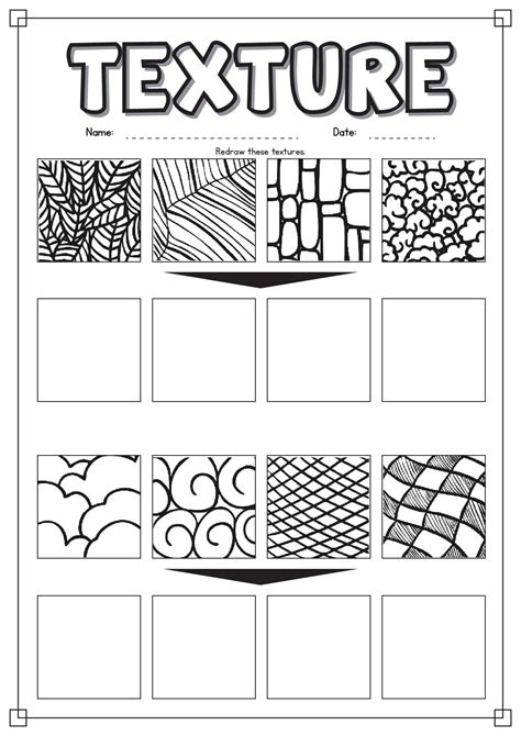 15 Texture Line Drawing Techniques Worksheet Free PDF At