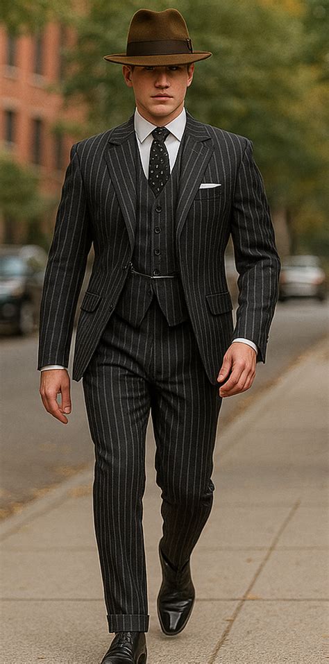 2 Buttons Black And Bold Chalk Gangster White Stripe Vested Big 1920 1