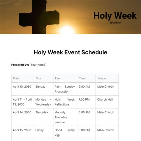 Free Holy Week Schedule Template To Edit Online
