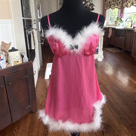 Sexy Pink Lingerie Slip With Feathers Lingerie Depop