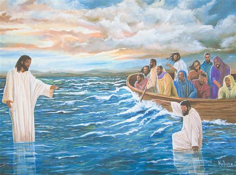 Jesus Walking On Water 1 Drawing By Volmar Etienne Fine Art America