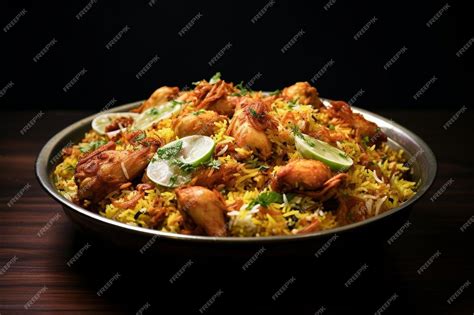 Classic Lucknowi Chicken Biryani Presentation Premium Ai Generated Image