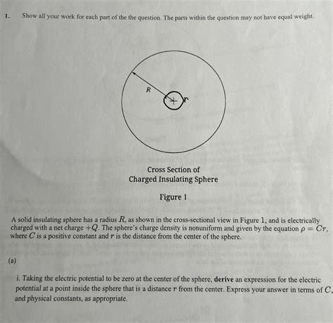 Solved Show All Your Work For Each Part Of The The Question
