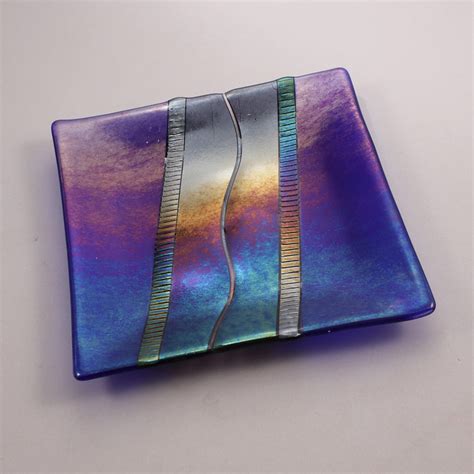 Blue Iridescent Classic Prismatic Fusedglassart
