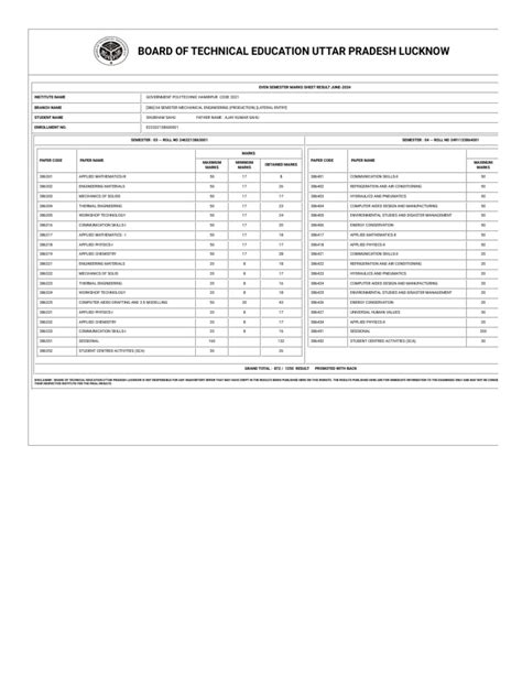 4th Sem Result Pdf Engineering Physical Sciences