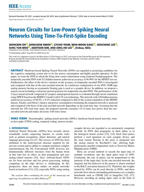 Neuroncircuitsforlow Powerspikingneuralnetworksusingtime To