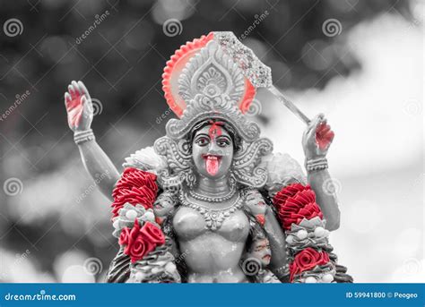 Maha Kali The Goddess Of Hindusim Statue Hold The Head Of Asur Stock