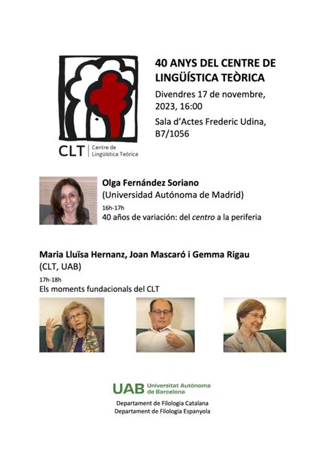 40 Anys Del Centre De Lingüística Teòrica Clt Centre De Lingüística