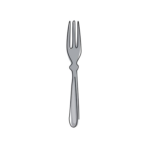Continuous One Line Drawing Food Fork Flat Logo Symbol Icon Silhouette