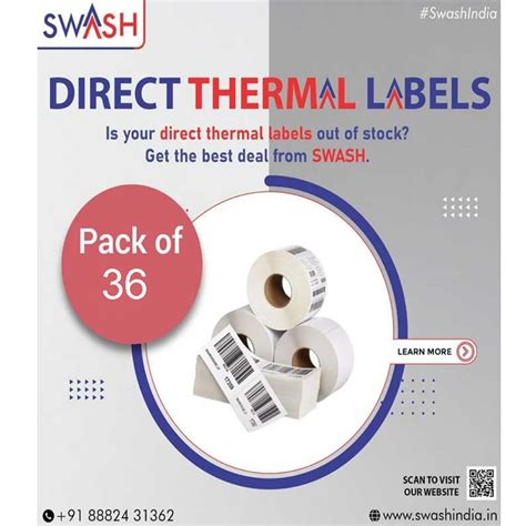 Direct Thermal Labels 3x5 36 Rolls Per Box Swash India Thermal