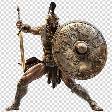 Premium Psd A Statue Of A Warrior With A Sword And Shield