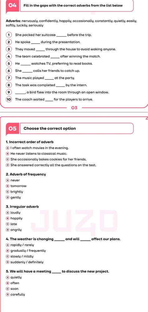 Fill In The Gaps With The Correct Adverbs Studyx