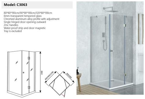 China Customized Security Glass Single Door Shower Copicle