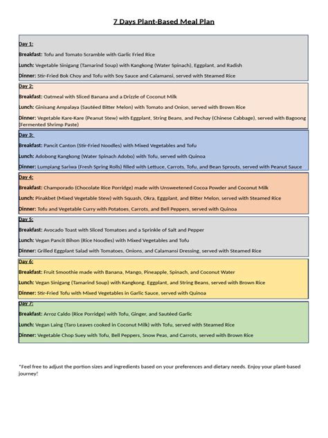 7 Days Plant Pdf Cooking Food And Wine