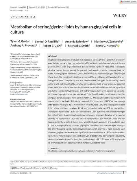 Serine Glycine Lipids By Human Gingival Cells